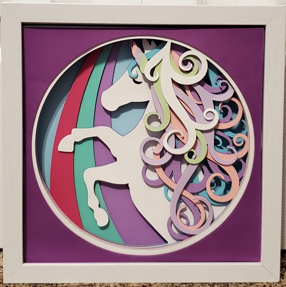 Hand Crafted | Accents | Handmade 3d Unicorn Shadow Box 9 X 9 | Poshmark